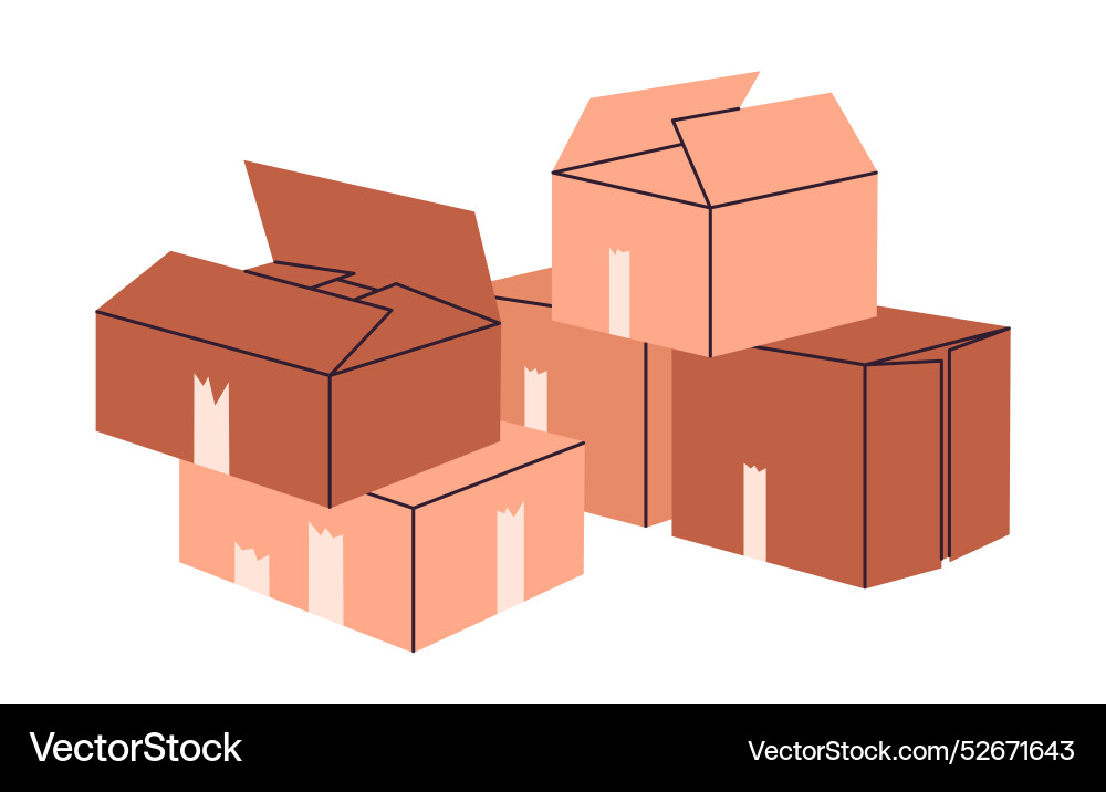 Stacked Cardboard Boxes Hand Drawn Delivery Vector Image