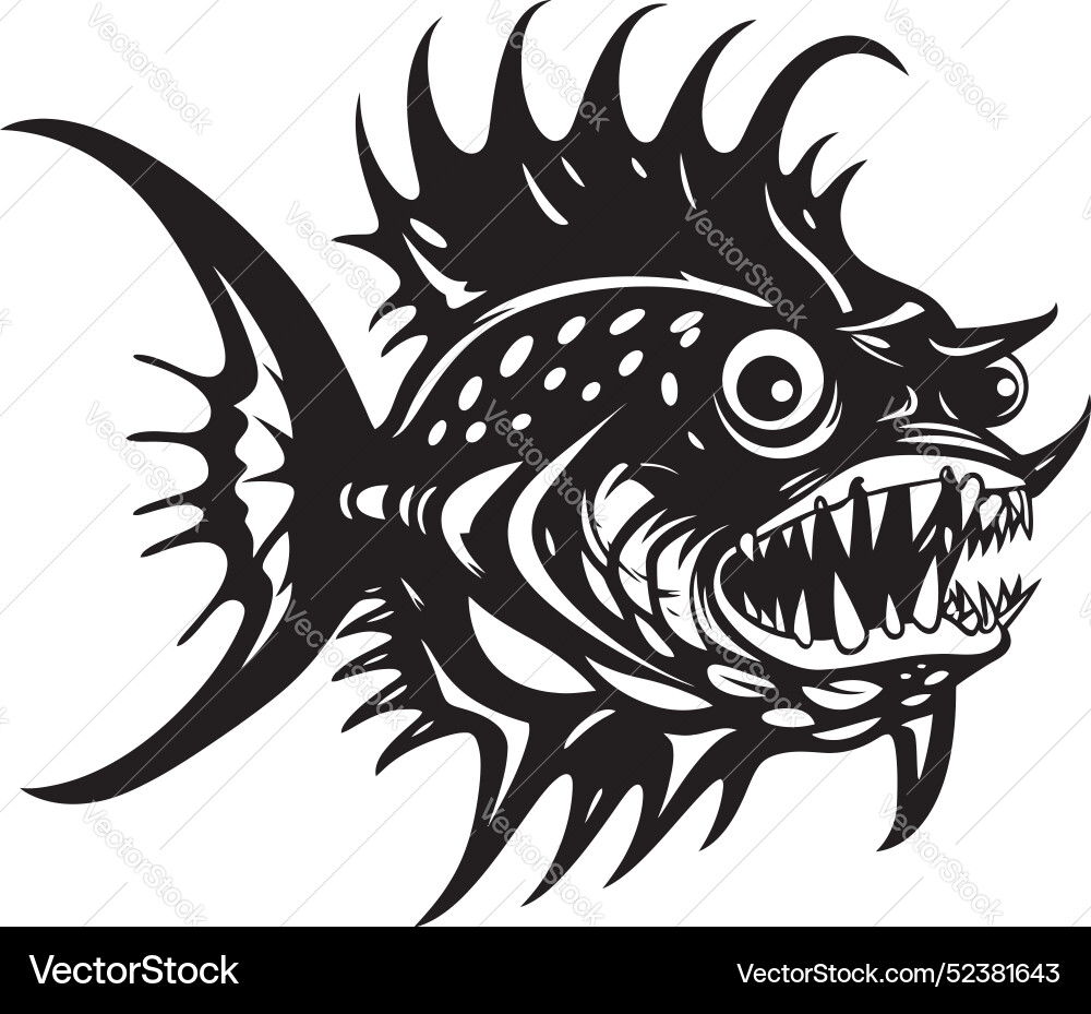 Vicious vortex evil angular fish emblem Royalty Free Vector