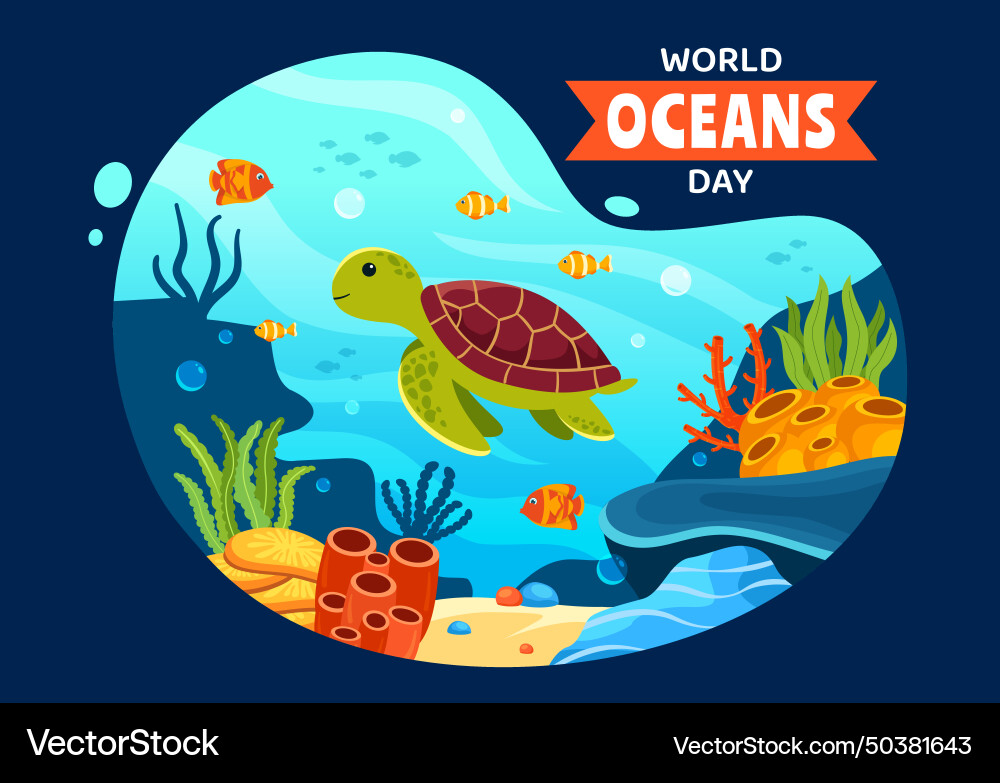 World oceans day to help protect and conserve Vector Image