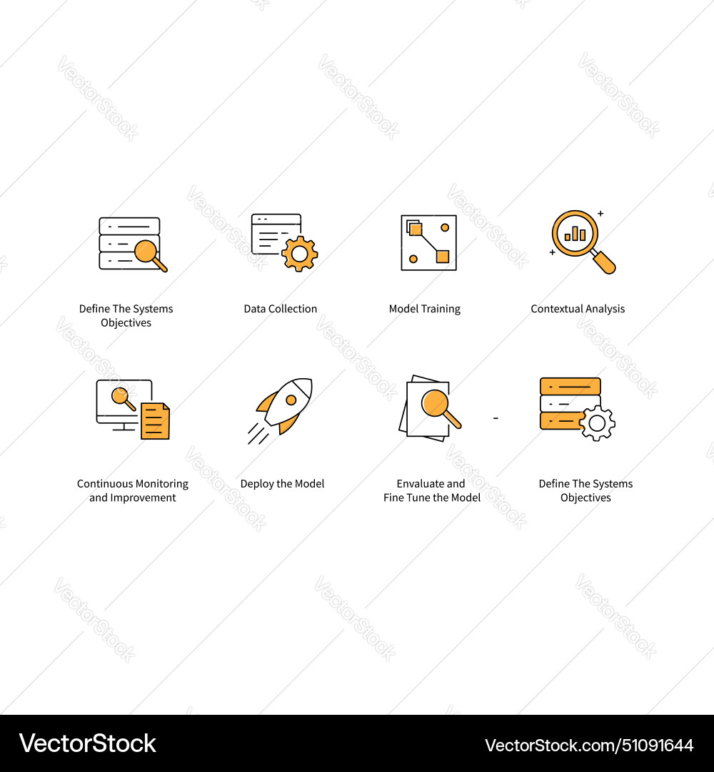 Adaptive ai solutions icon set optimizing Vector Image
