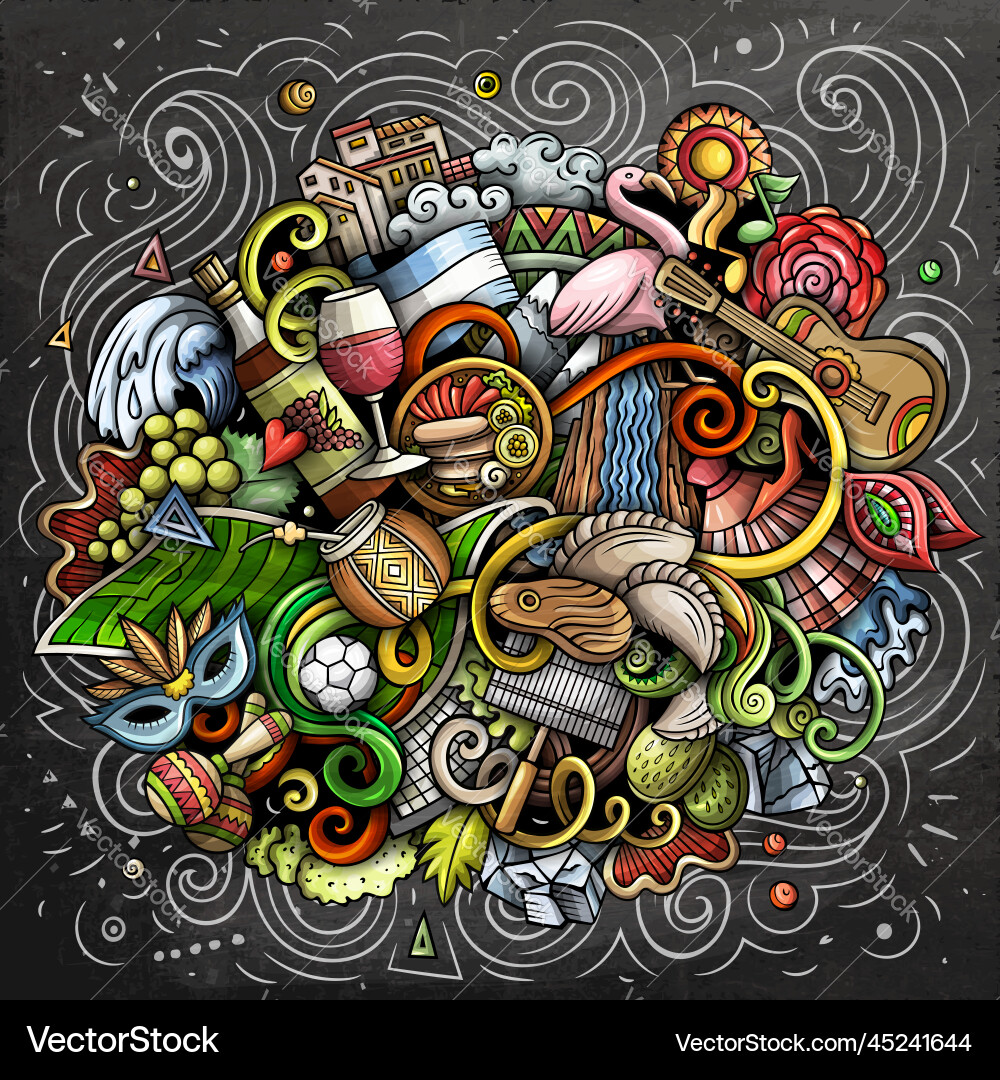 Argentina hand drawn cartoon doodles Royalty Free Vector