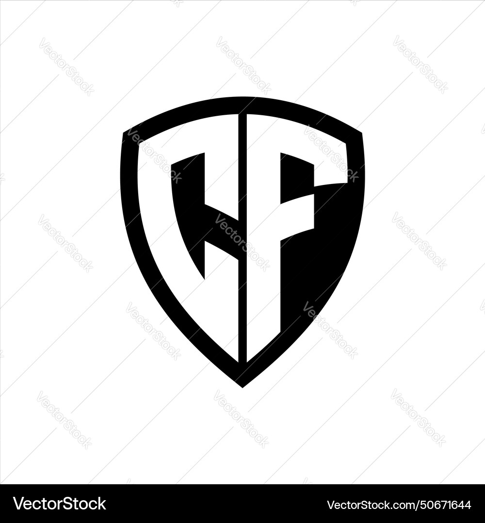 Cf monogram logo with bold letters shield shape Vector Image