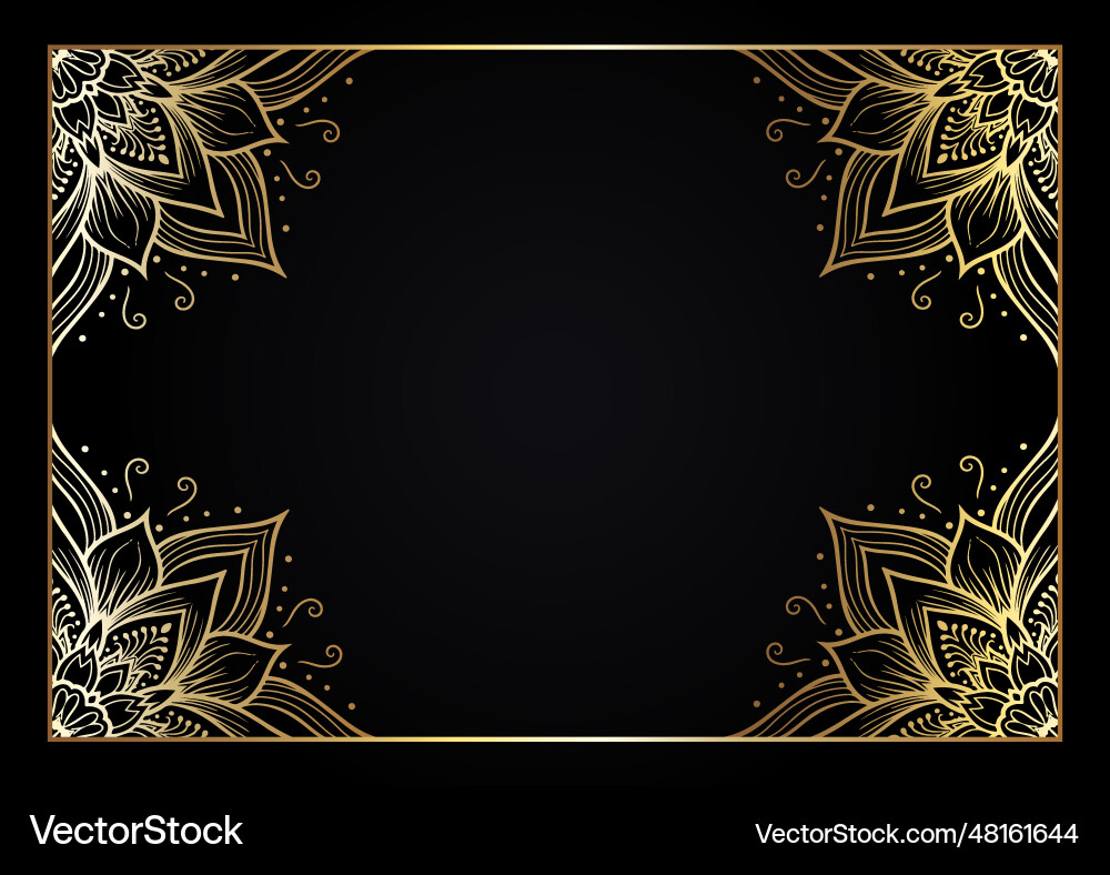 Elegant Gold Border Vector Decorative Frame Background With Elegant