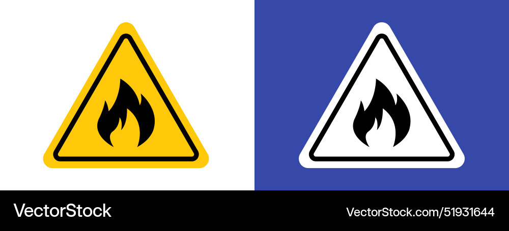 Fire hazard alert sign ensure safety with fire Vector Image