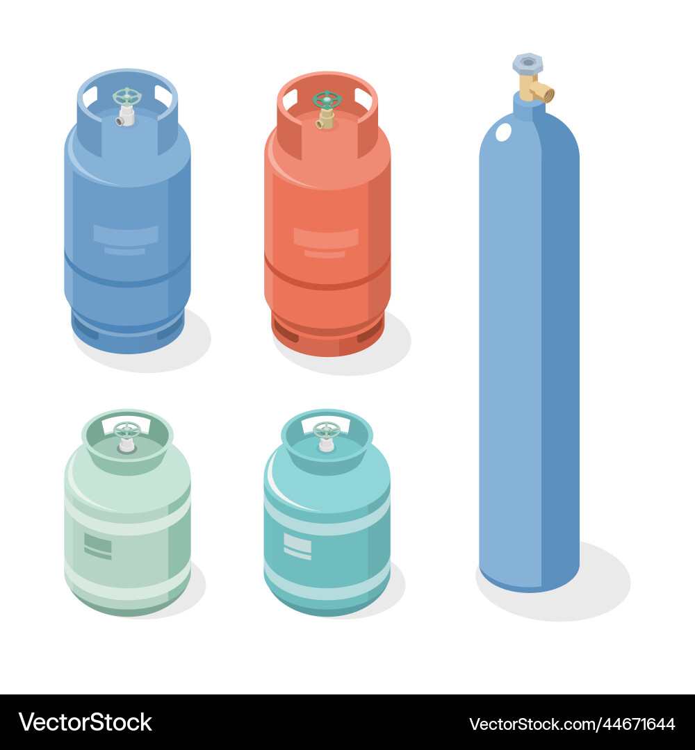 Gas tank isometric set industrial components Vector Image