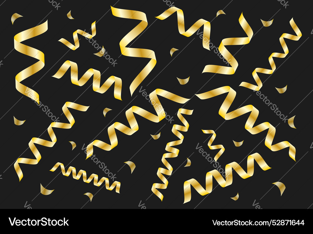 Golden shiny gradient twisted serpentine ribbons Vector Image