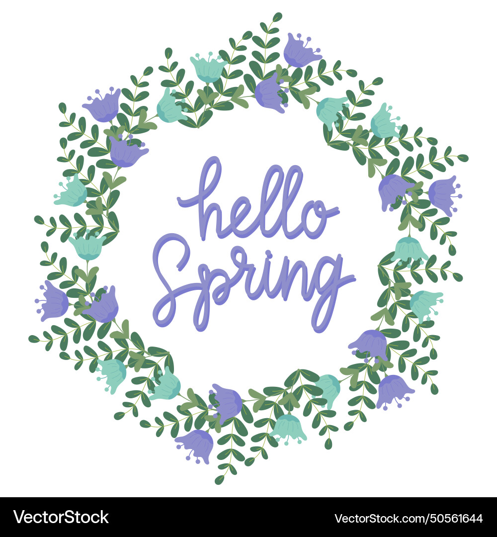 Hand drawn lettering hello spring card Royalty Free Vector