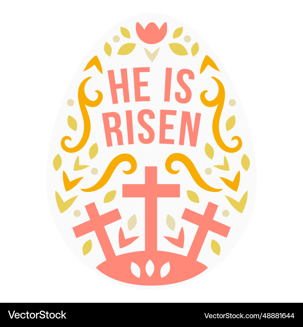 He is risen egg badge Royalty Free Vector Image