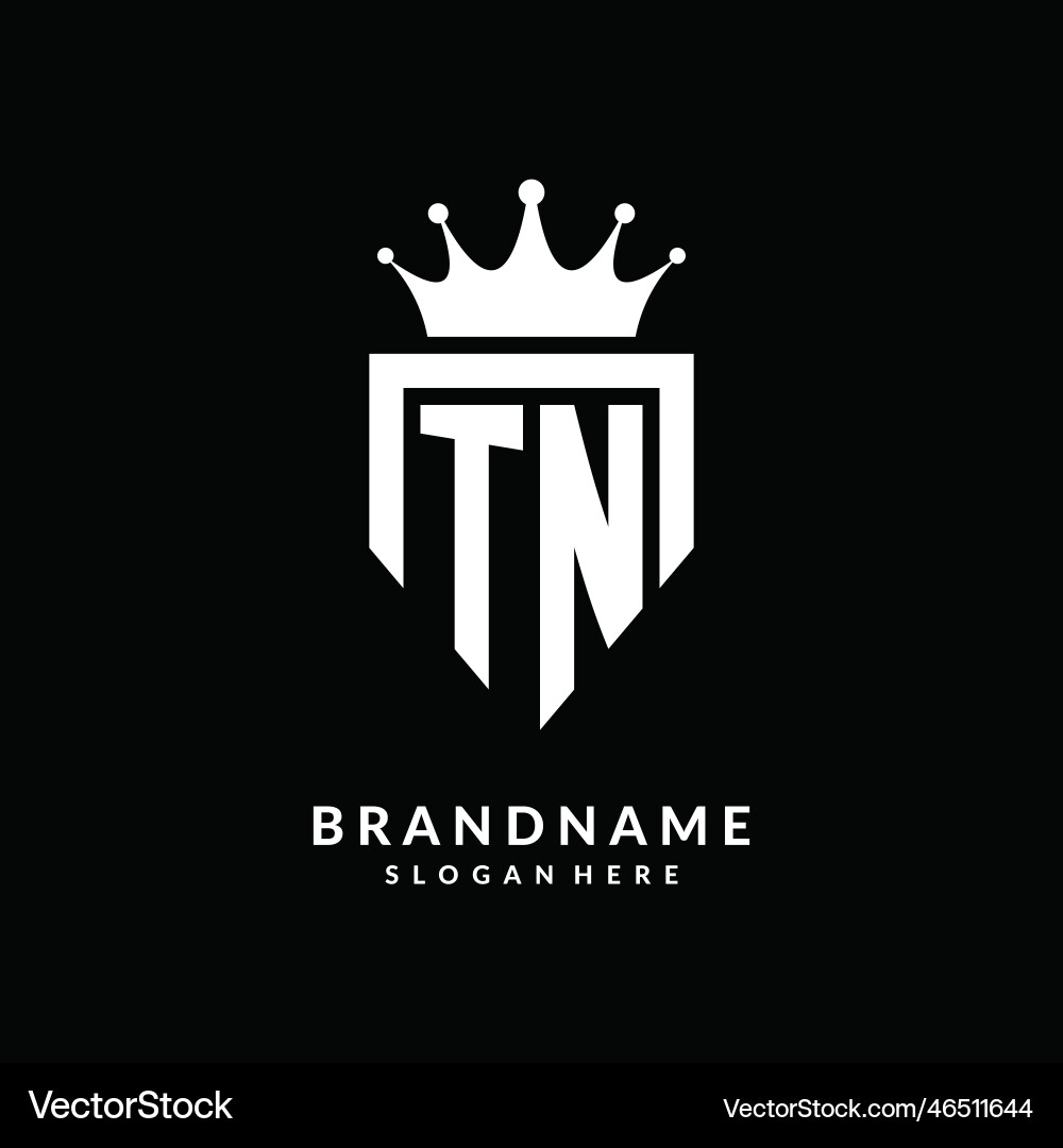 Letter tn logo monogram emblem style with crown Vector Image