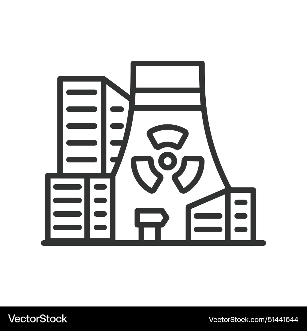 Nuclear plant in a city line design Royalty Free Vector