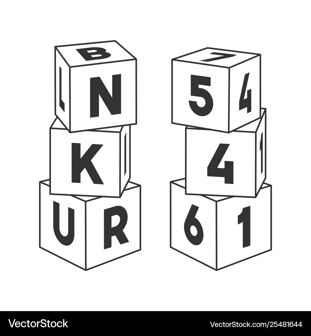 Outline block building towers with letters Vector Image