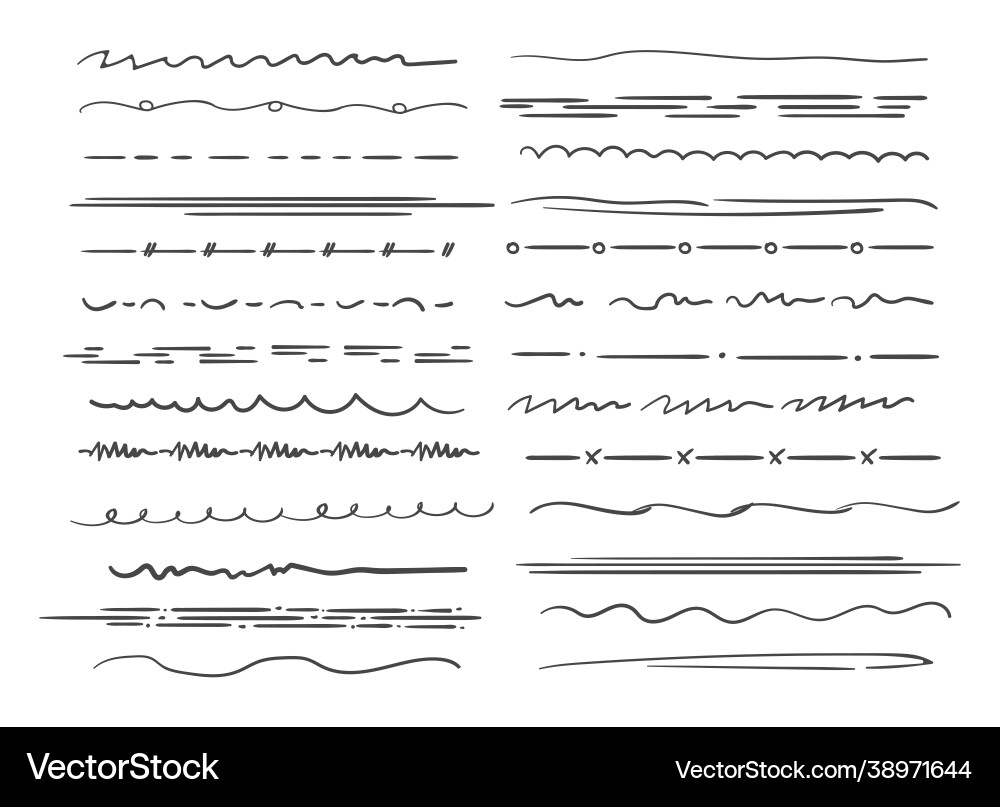 Sketch underline borders Royalty Free Vector Image