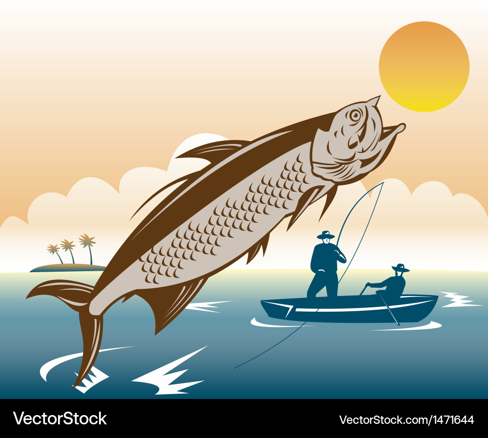 Tarpon Jump - Reeled In Royalty Free Vector Image