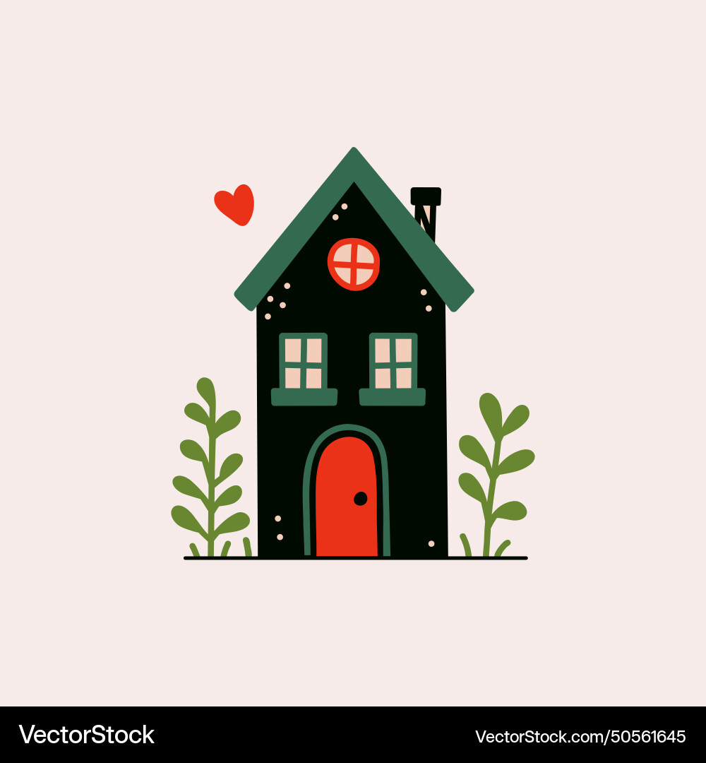 Cartoon tiny forest house cute cottage Royalty Free Vector