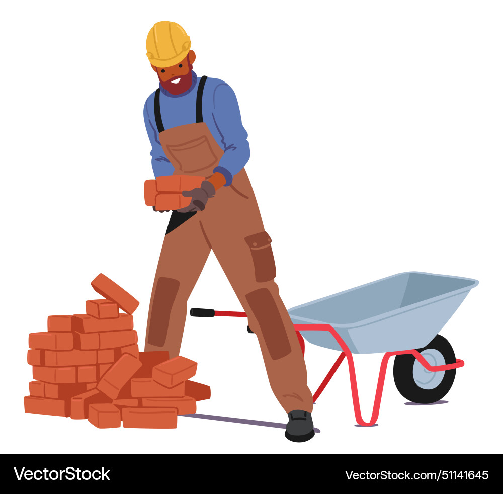 Construction worker male character wearing Vector Image