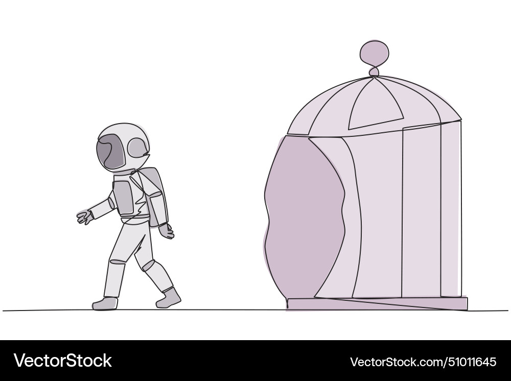 Continuous one line drawing astronaut trapped Vector Image Continuous one line drawing astronaut trapped Vector Image