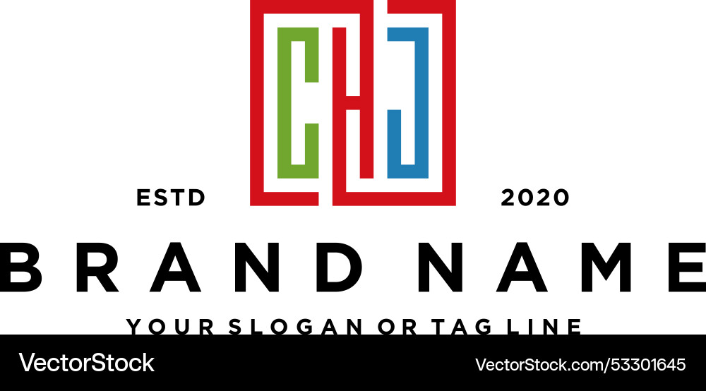 Creative letter chj square colorful logo design Vector Image