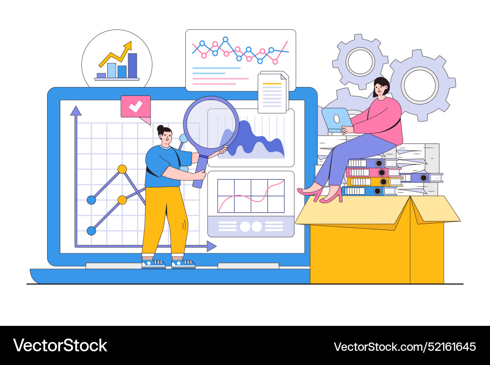 Flat digital data analysis concept people Vector Image