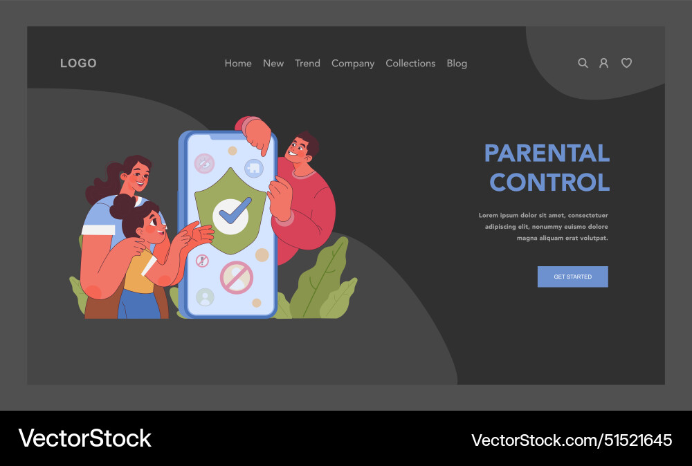 Parental control concept flat Royalty Free Vector Image