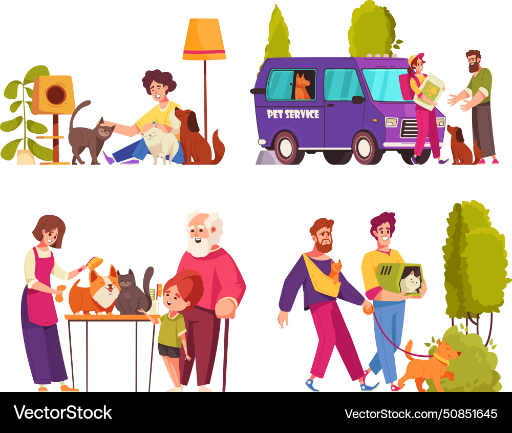 Pet service set Royalty Free Vector Image - VectorStock