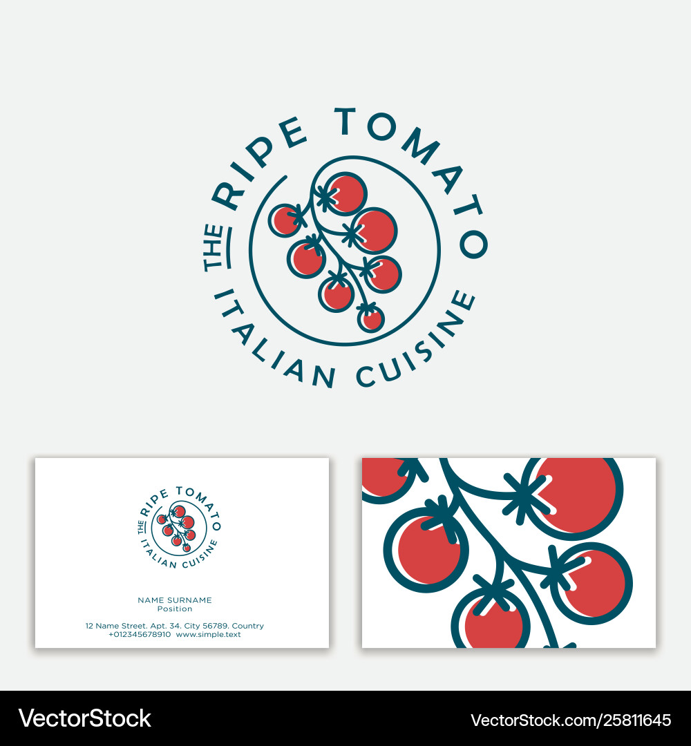 Ripe tomato logo concept restaurant pizzeria Vector Image