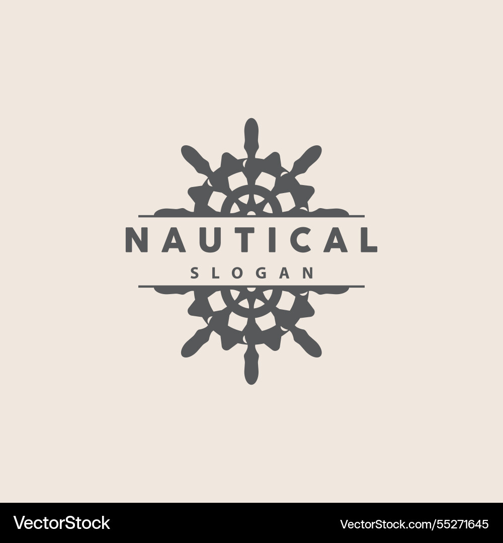Ship steering logo wheel boat yacht Royalty Free Vector