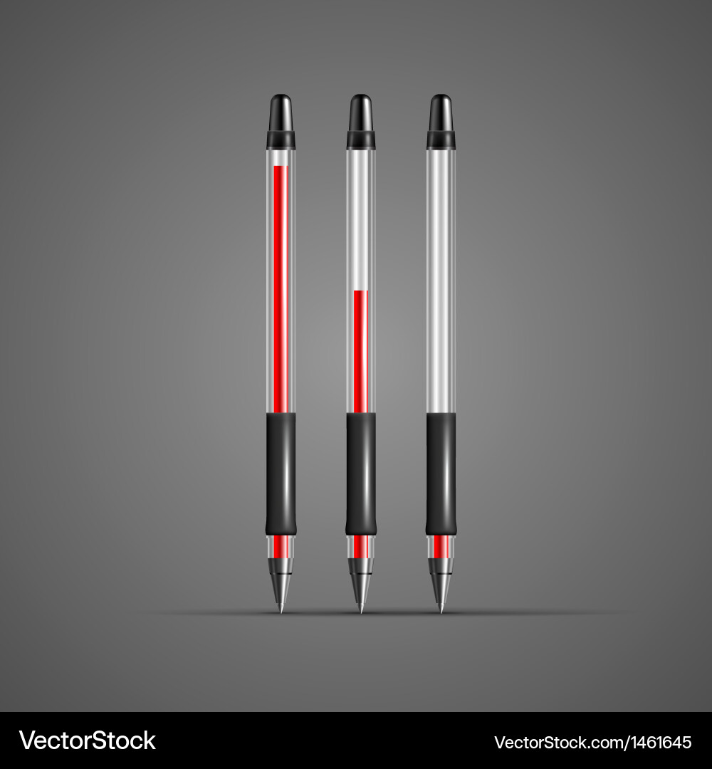 Transparent Red Gel Pens Set Royalty Free Vector Image