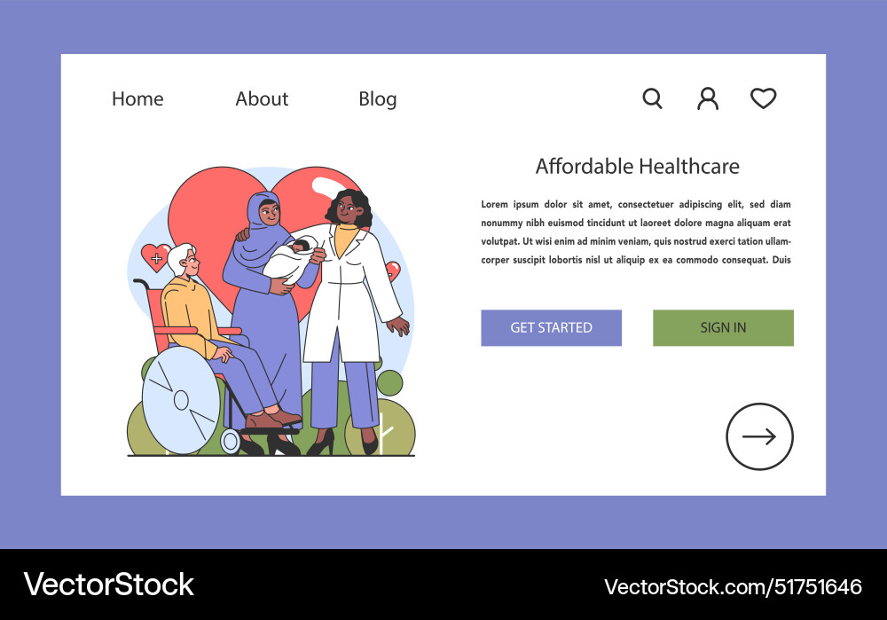 Affordable healthcare concept flat Royalty Free Vector Image