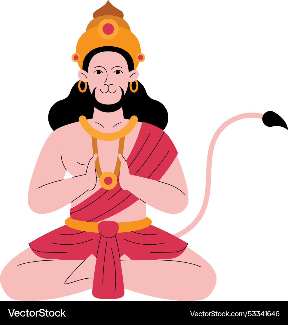 Ancient indian hindu hanuman god Royalty Free Vector Image