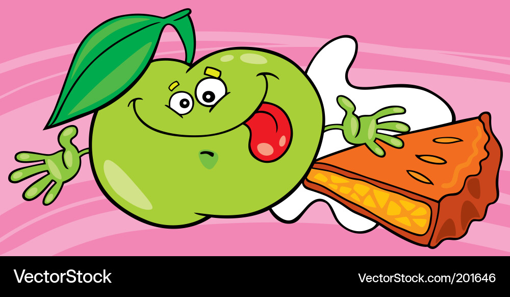 Cartoon apple and pie Royalty Free Vector Image