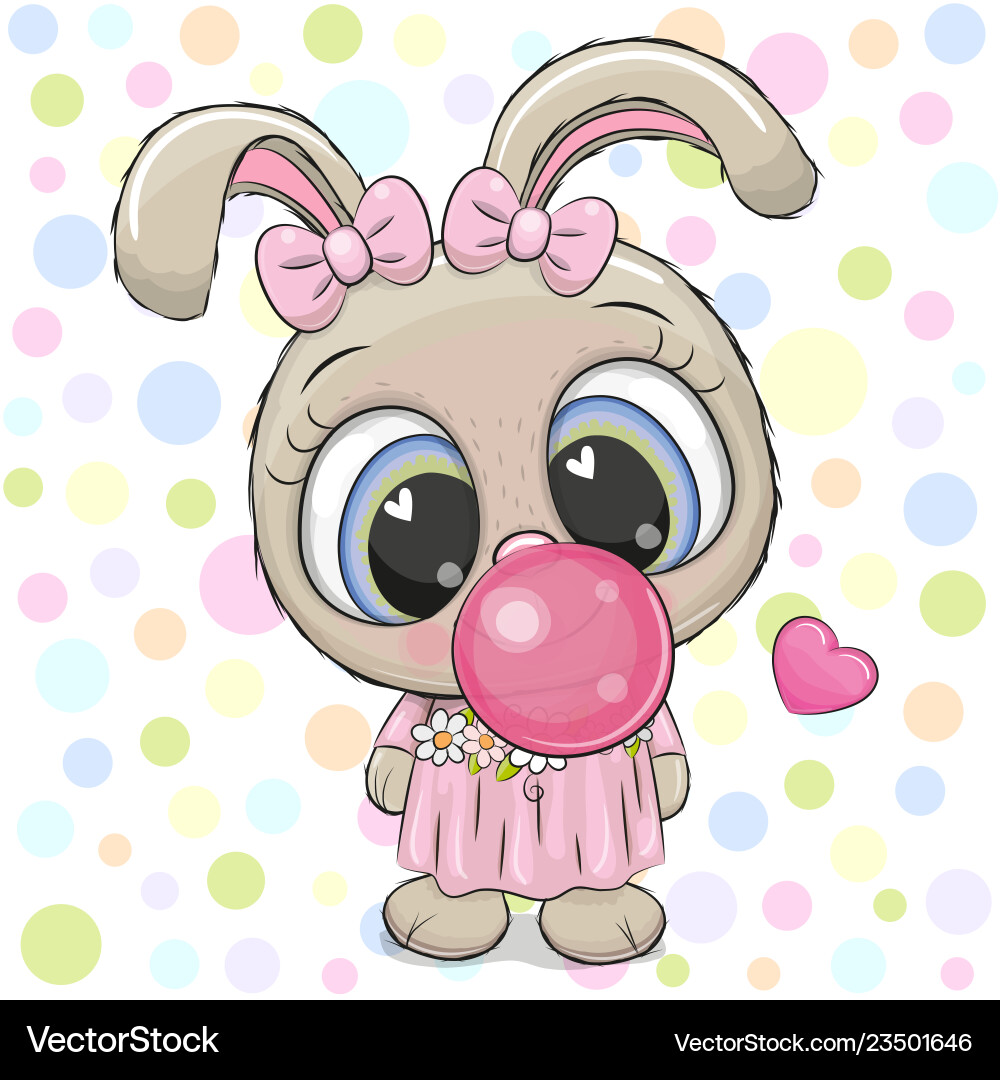 Cute cartoon rabbit with bubble gum Royalty Free Vector