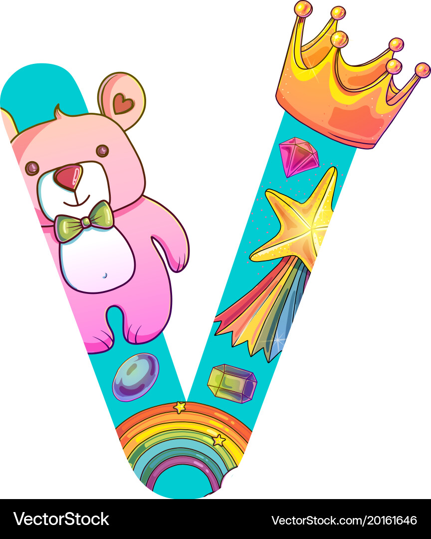 Cute magic letter v Royalty Free Vector Image - VectorStock