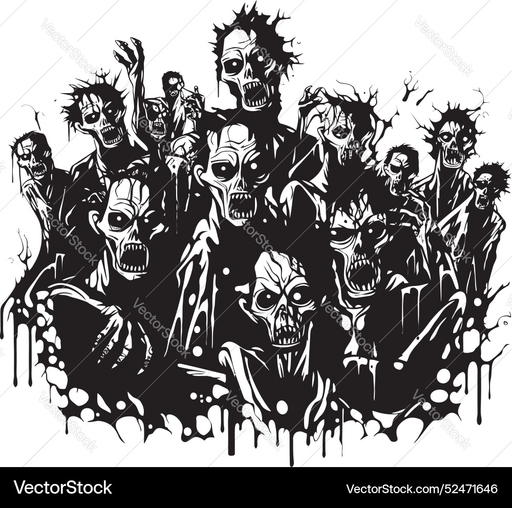 Doodle deadlock zombies group emblem wacky Vector Image