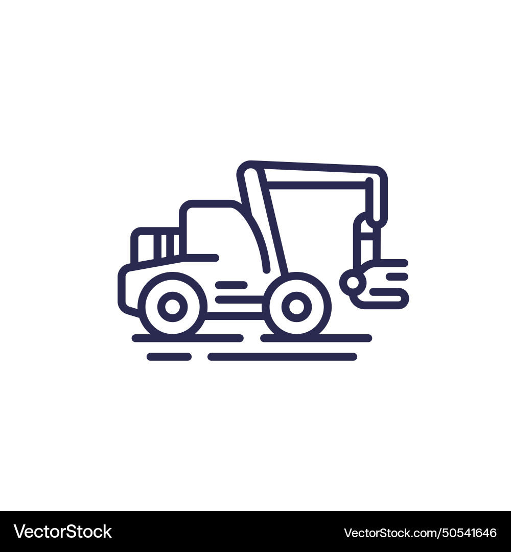 Forest harvester line icon Royalty Free Vector Image