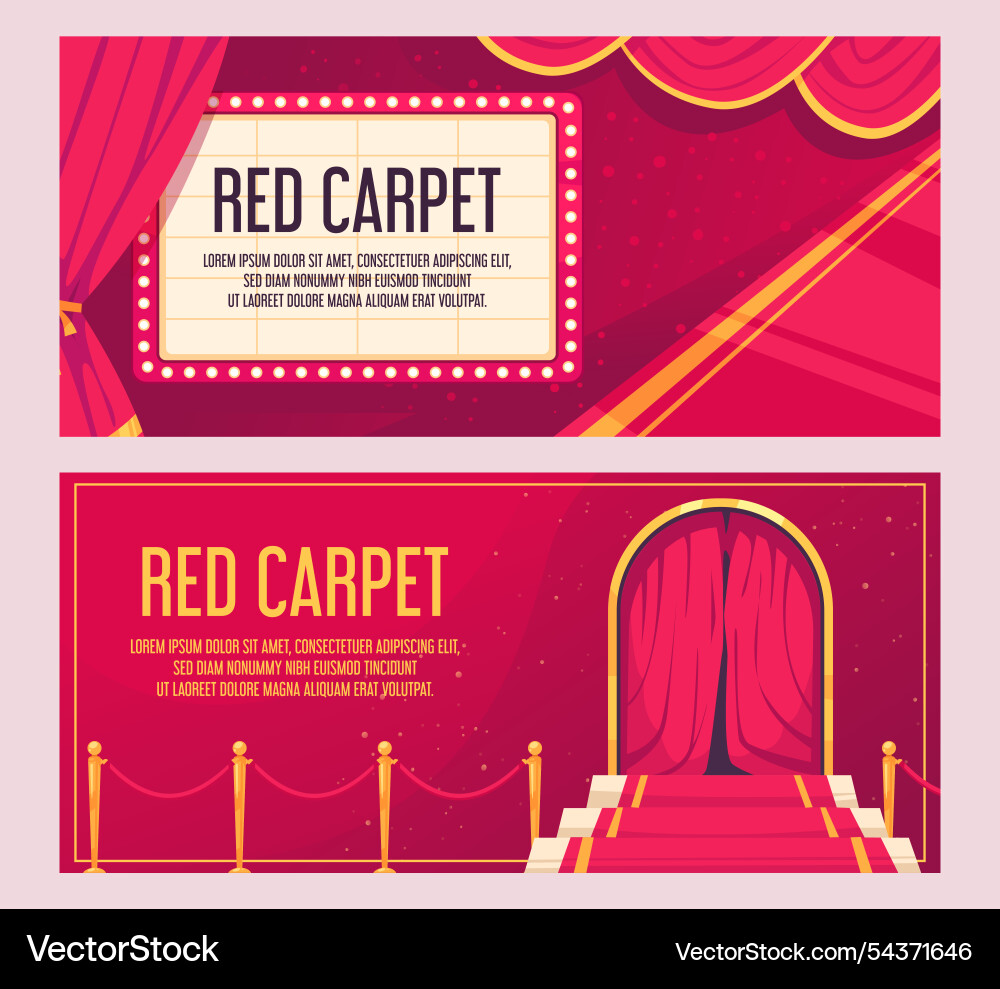 Glamorous red carpet entrance design Royalty Free Vector