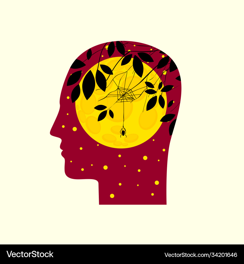 Human head in profile with branches young tree Vector Image