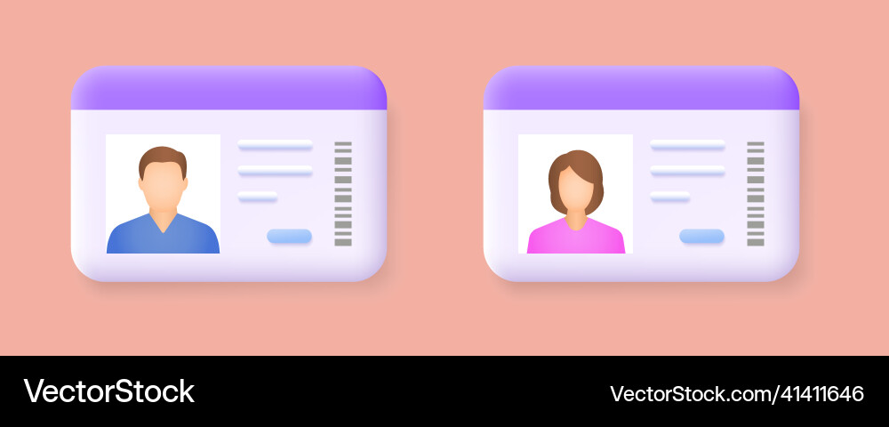 Id card icon 3d on white Royalty Free Vector Image