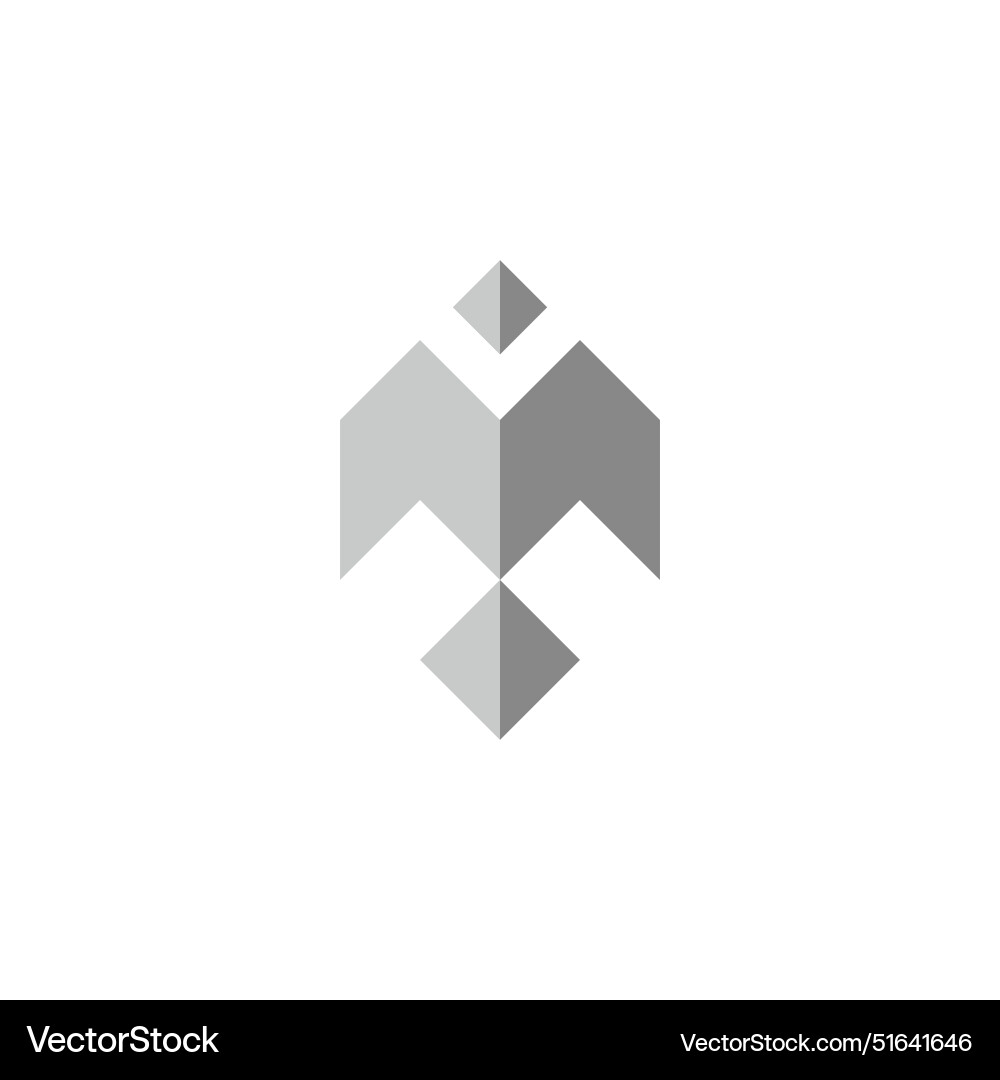 Letter m paper bird shadow 3d flat logo Royalty Free Vector