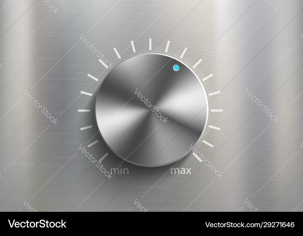 Metal knob dial for volume control Royalty Free Vector Image