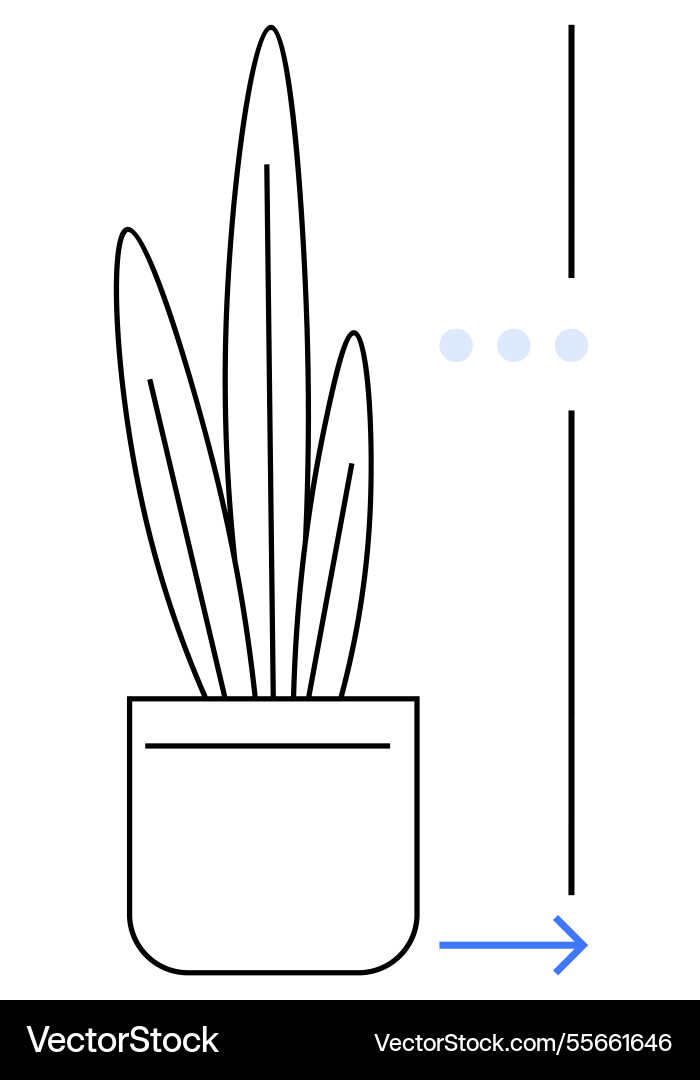 Minimalist potted plant with growth and navigation