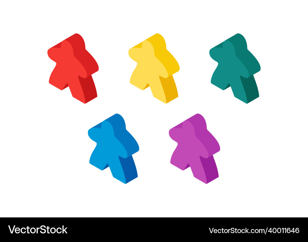 Multicolor meeple isometric Royalty Free Vector Image