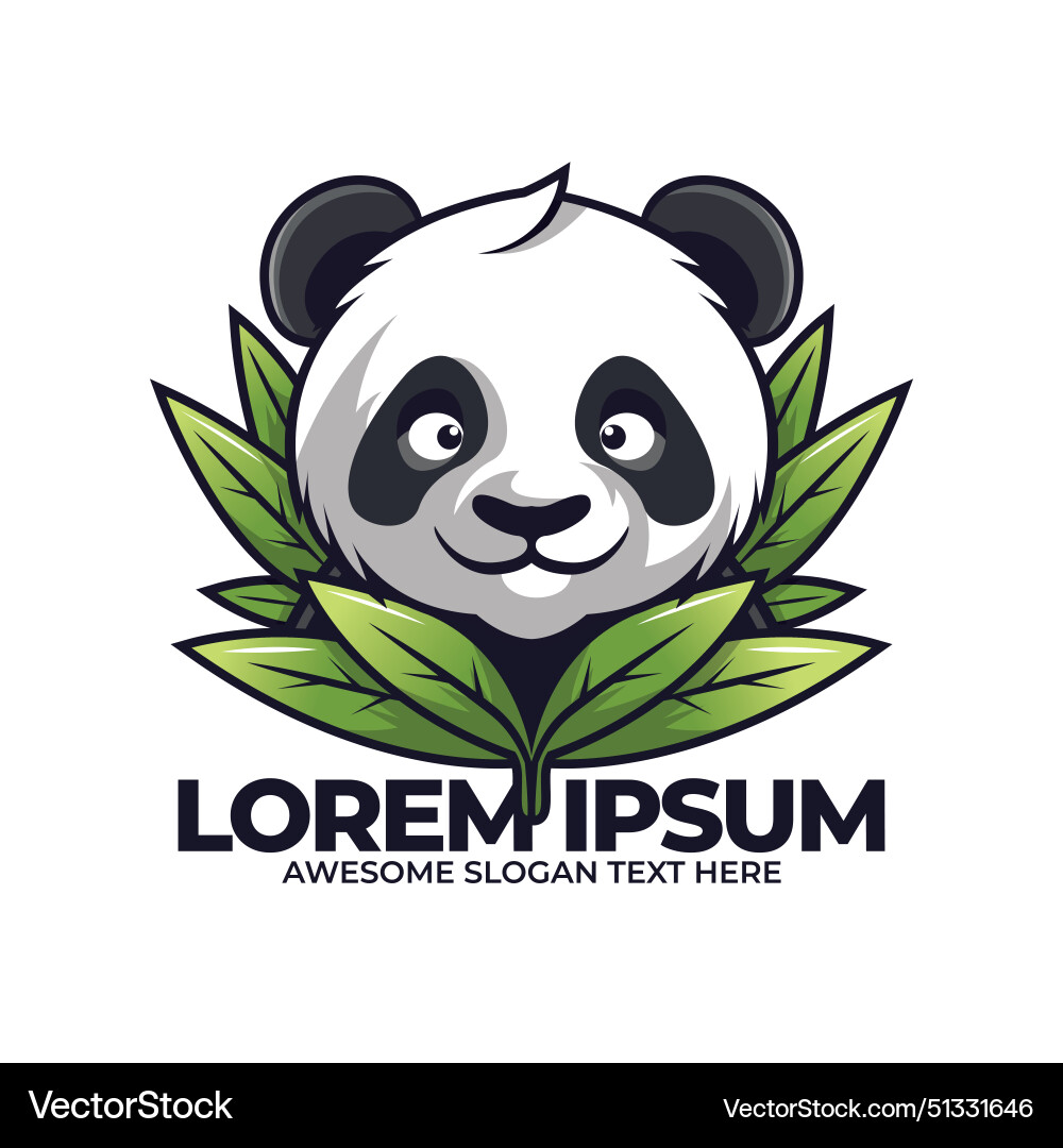 Panda design and bamboo logo Royalty Free Vector Image