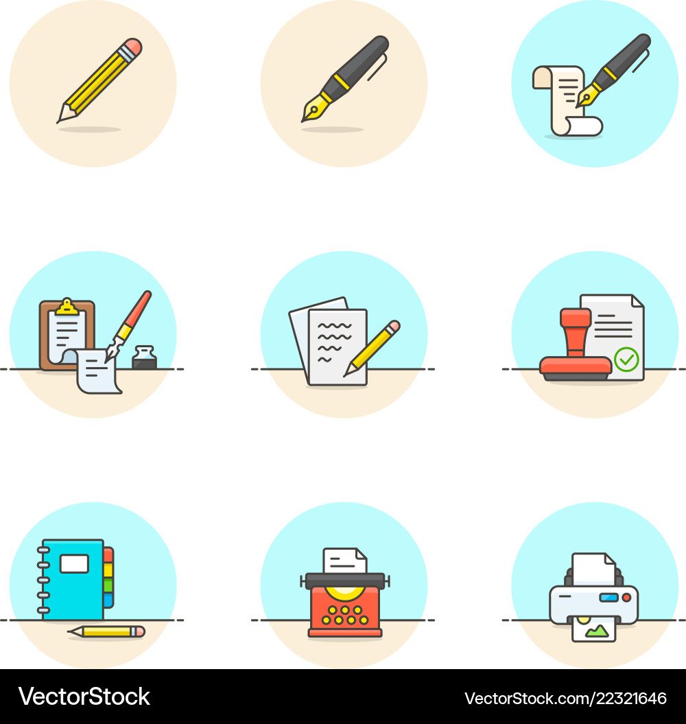 Set of multicolor content icons Royalty Free Vector Image
