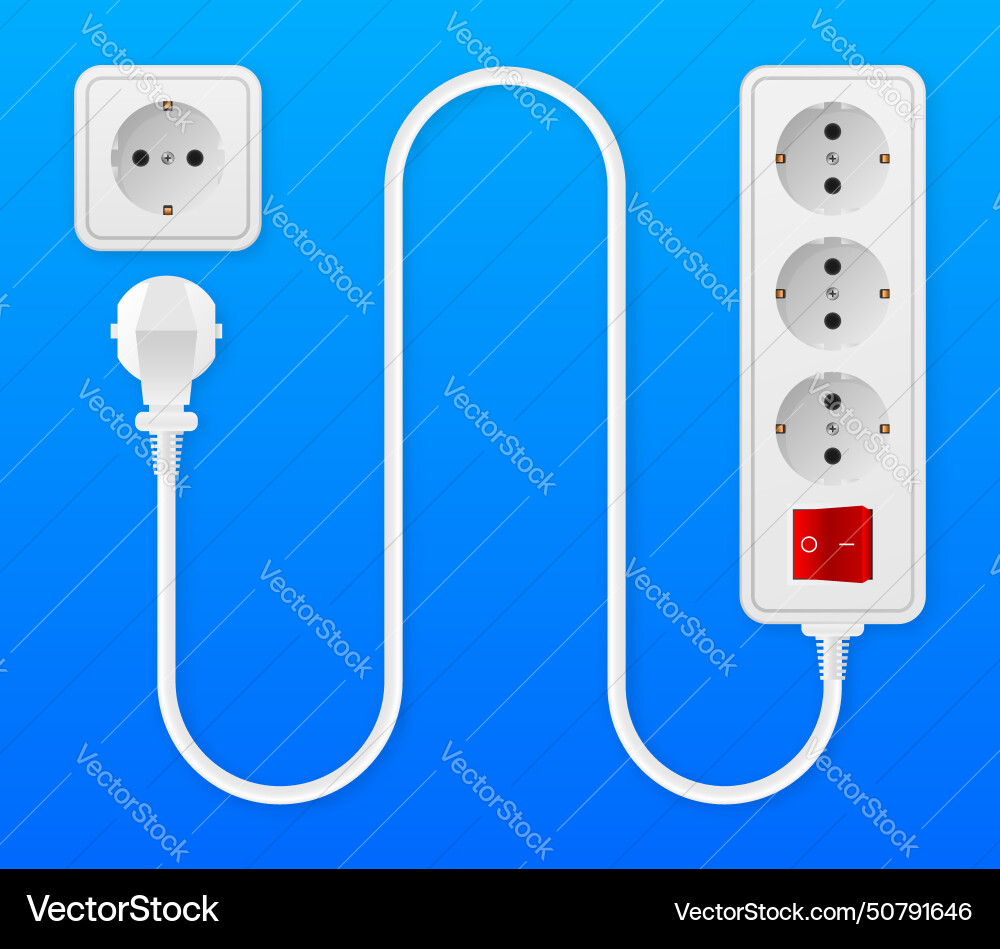 Socket extension cord electric power outlet plug Vector Image