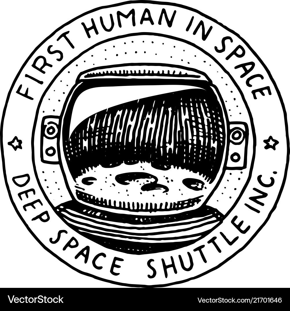 Vintage space logo with the astronaut exploration Vector Image