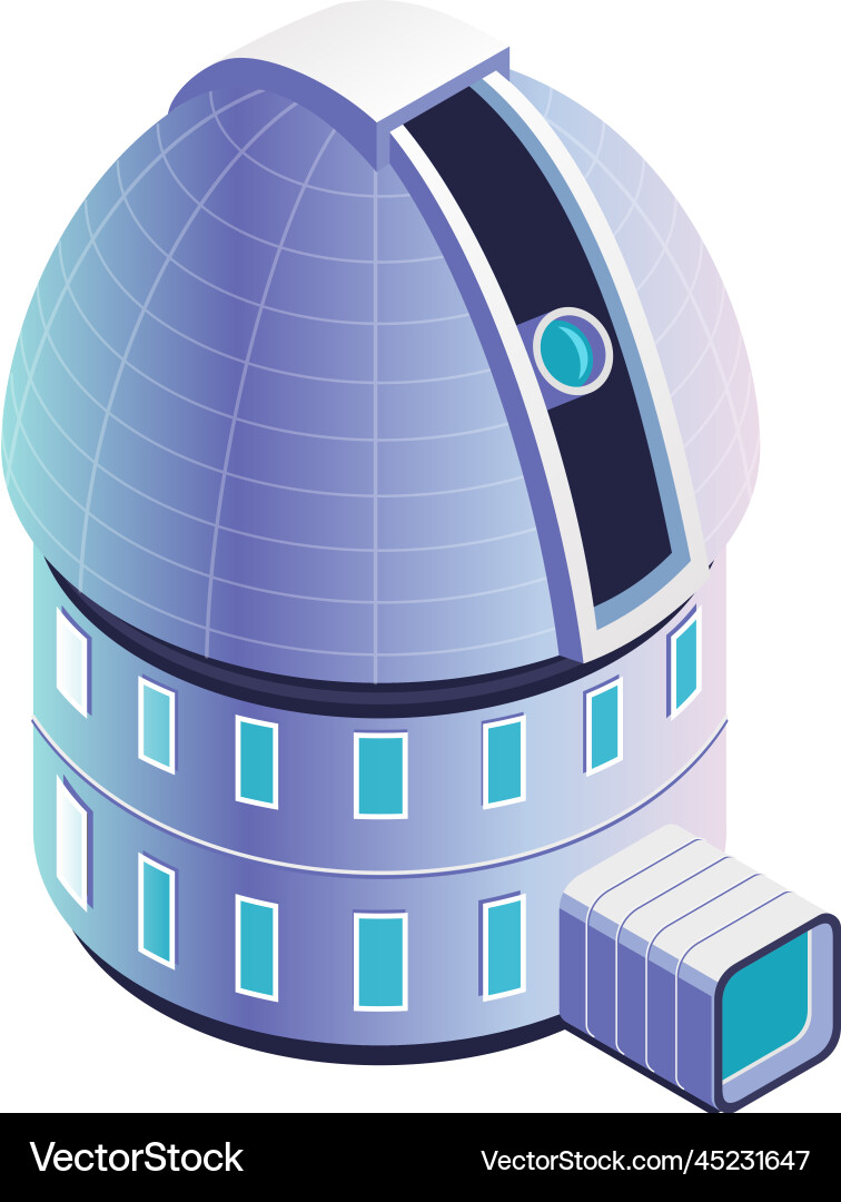 Astrophysics telescope building composition Vector Image