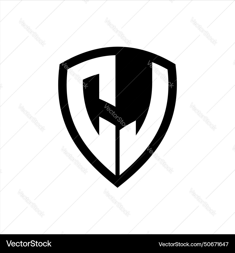 Cj monogram logo with bold letters shield shape Vector Image
