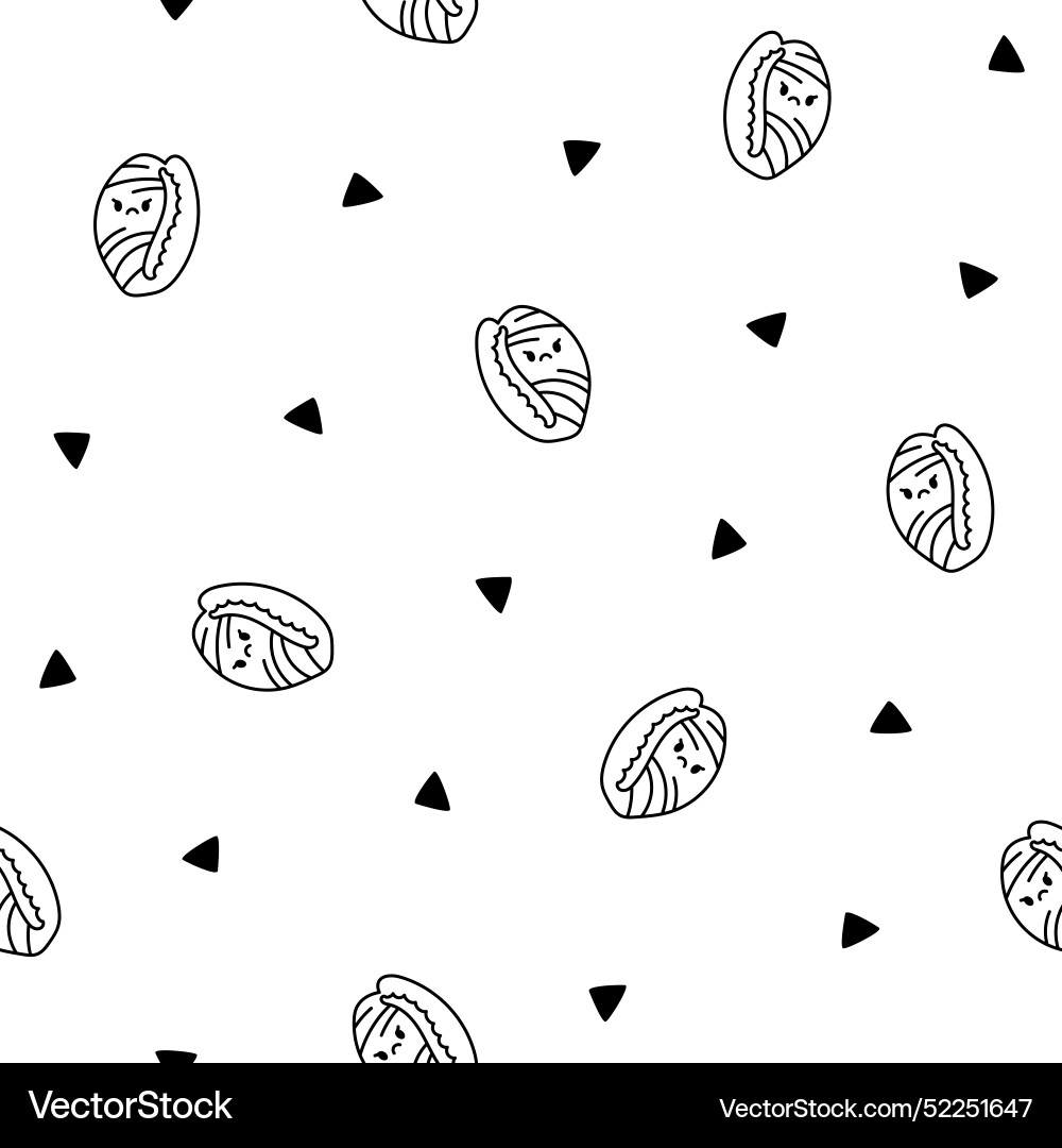 Cute kawaii sea shell coloring page Royalty Free Vector