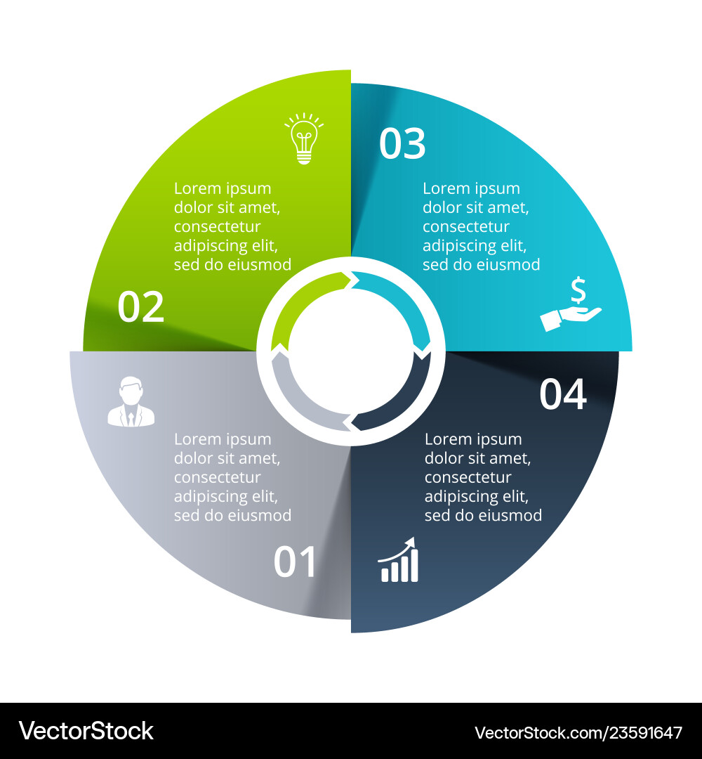 Four Part Circle Diagram Royalty Free Vector Image