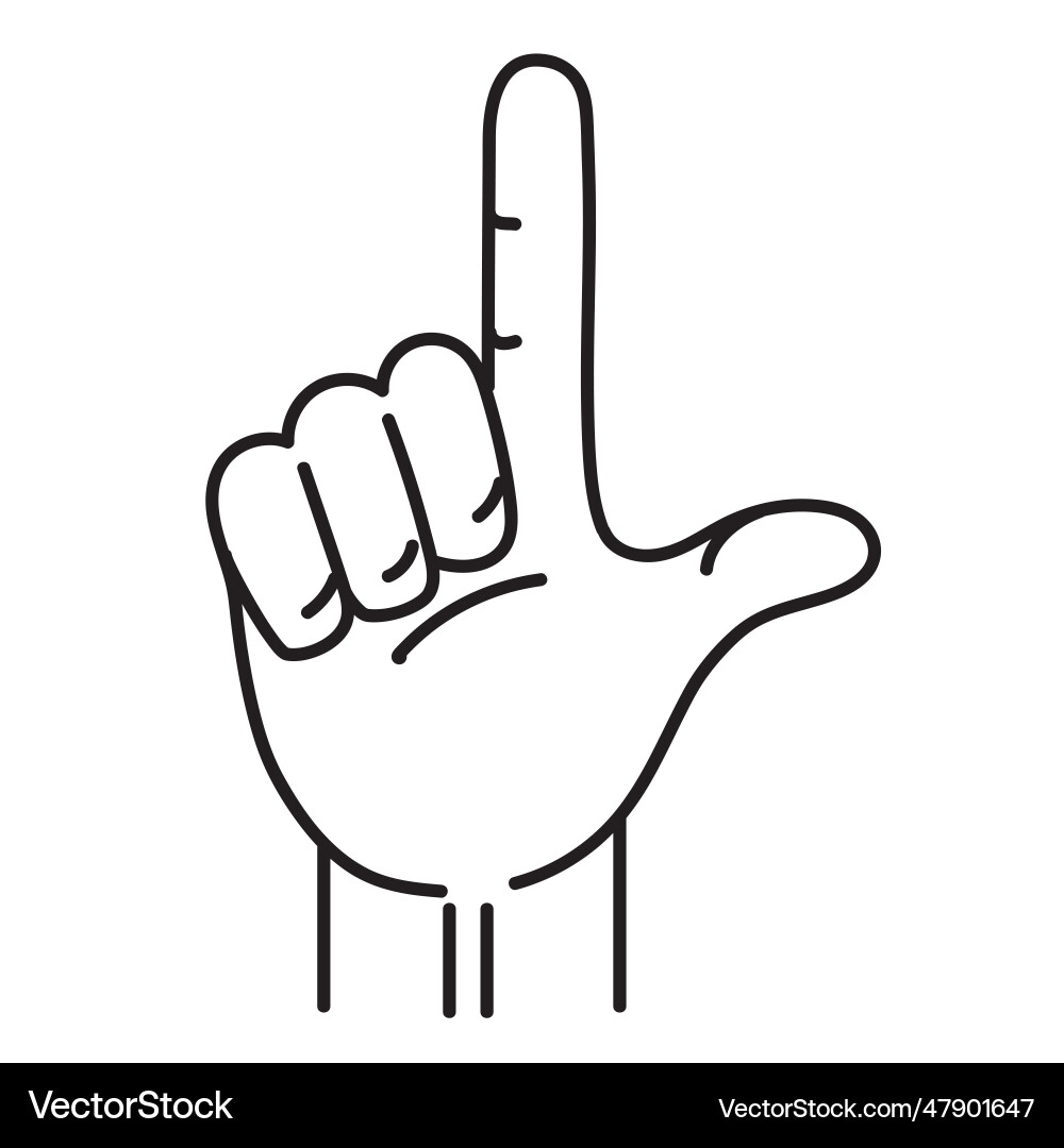 Hand making the loser gesture mono line art Vector Image
